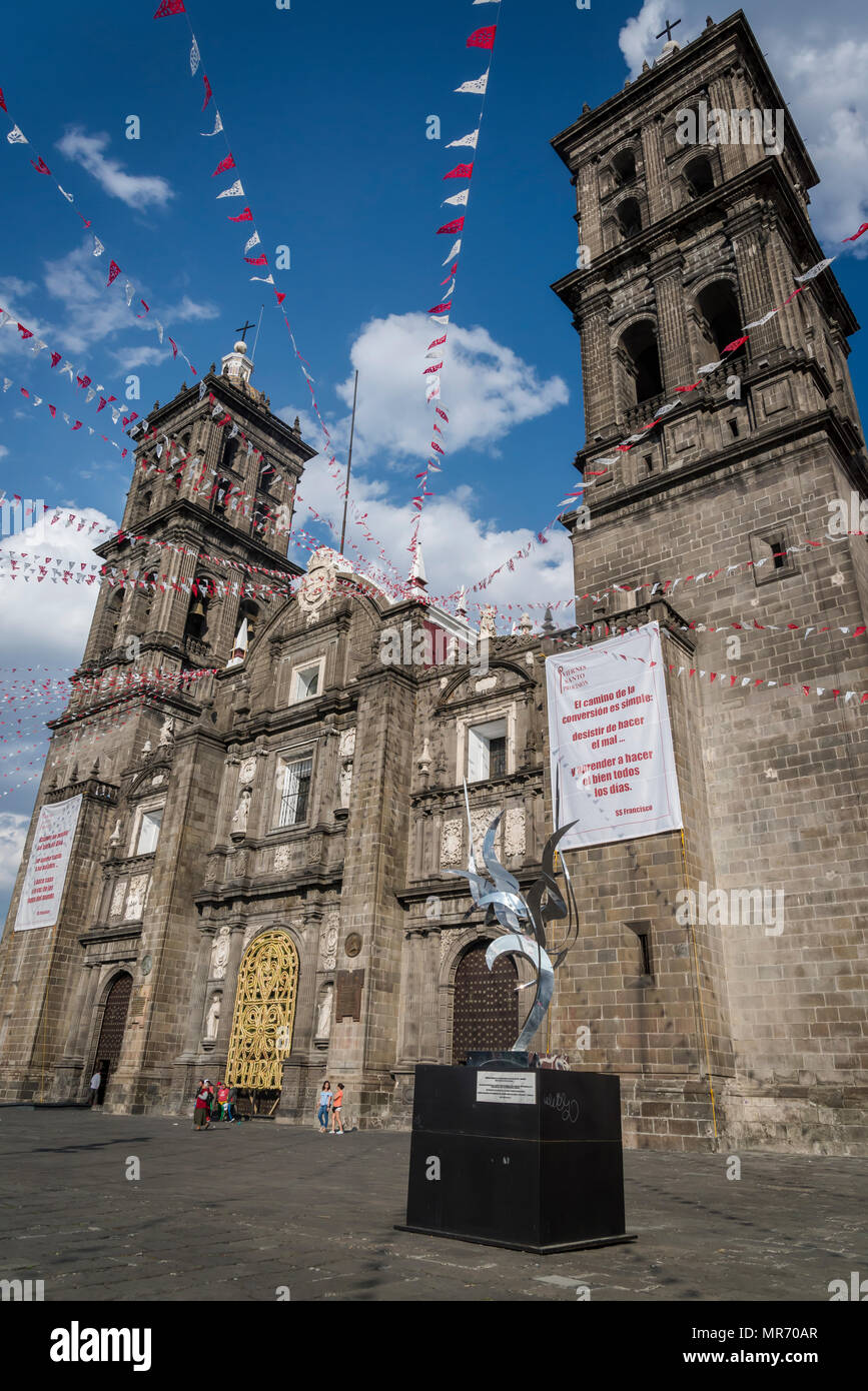 Puebla Cathedral, a Roman Catholic church built in the Spanish colonial ...