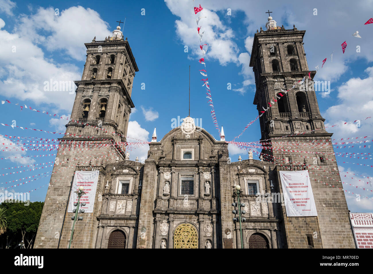 Puebla Cathedral, a Roman Catholic church built in the Spanish colonial ...