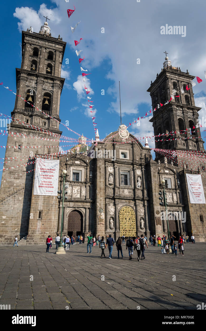 Puebla Cathedral, a Roman Catholic church built in the Spanish colonial ...