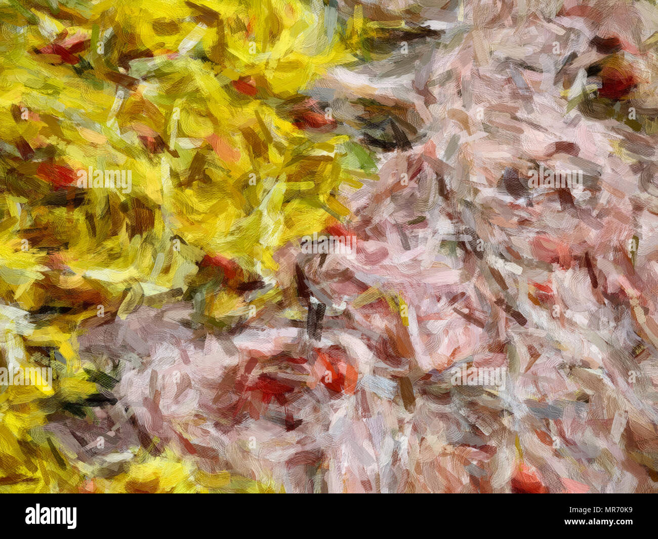 Abstract digital oil painting on canvas full of texture and bright ...