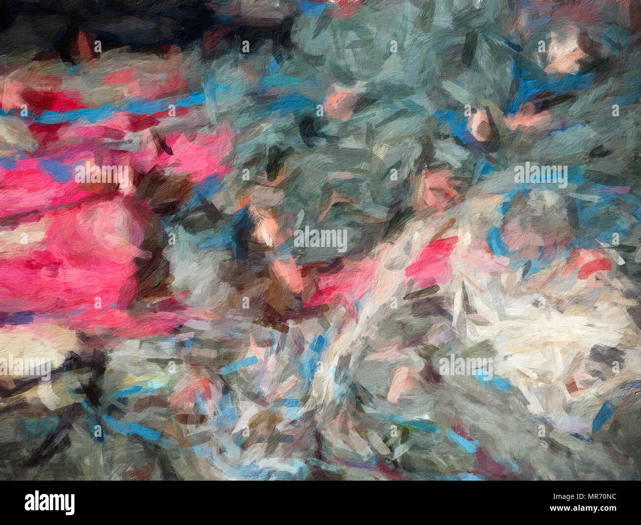 Abstract digital oil painting on canvas full of texture and bright ...