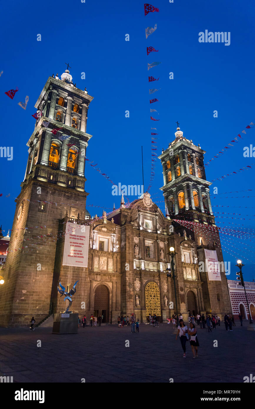 Puebla Cathedral, a Roman Catholic church built in the Spanish colonial ...