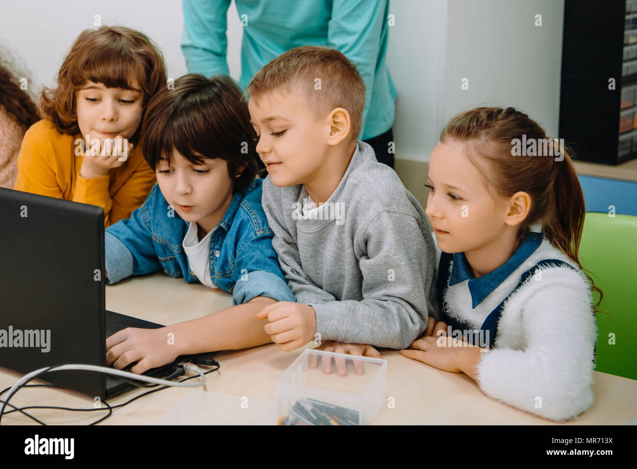 Children Working Together Computer