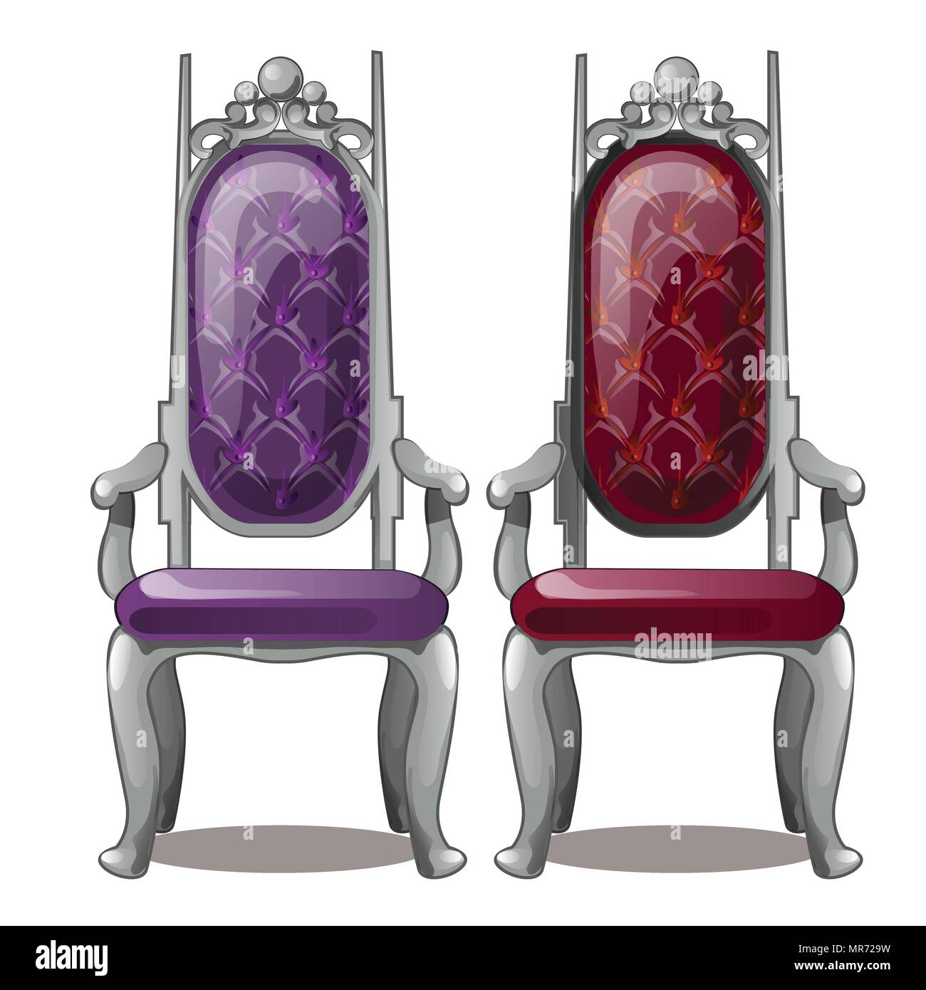 Two of the Royal throne isolated on white background. Vintage interior ...