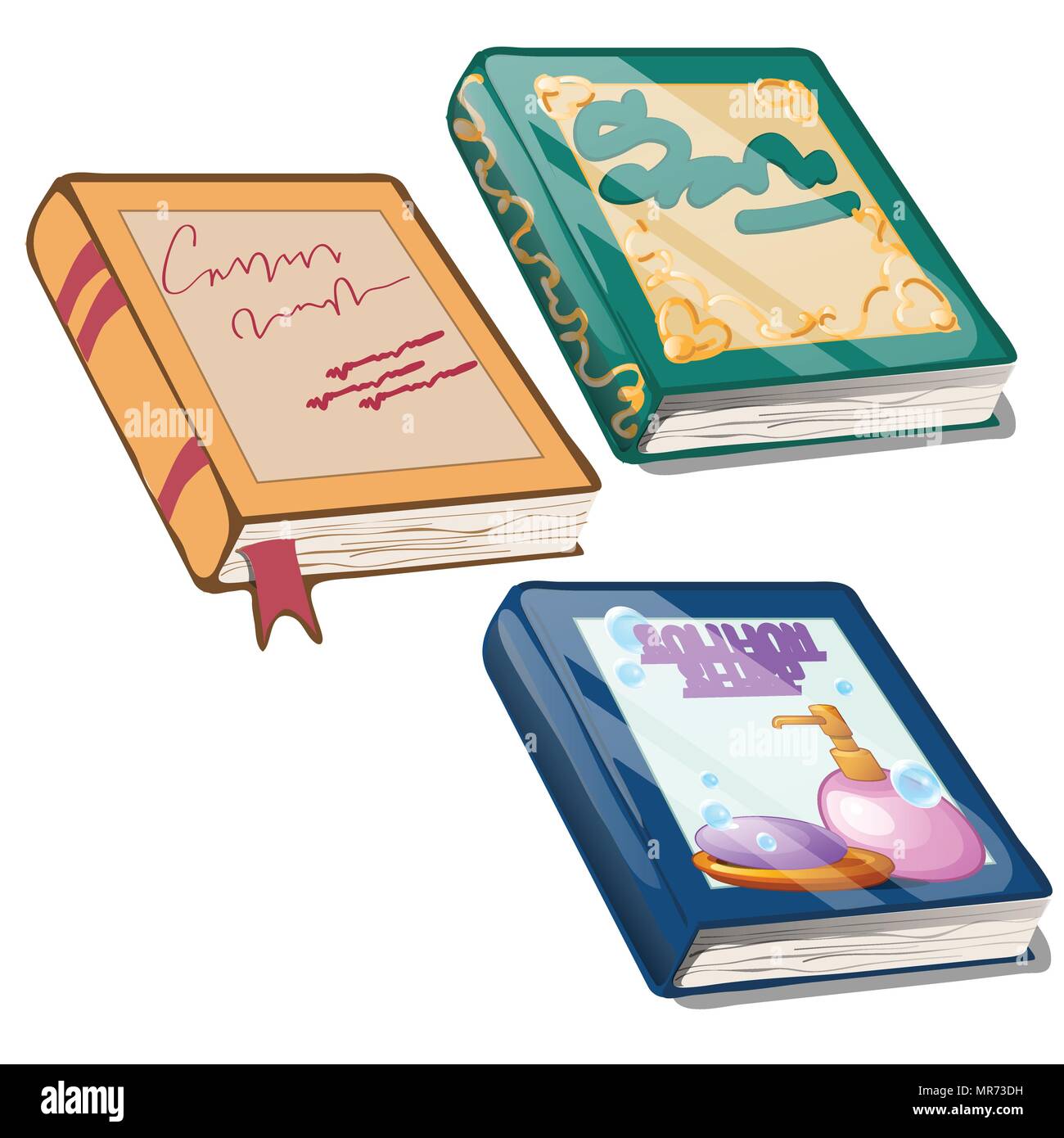 Set of books with colorful covers isolated on white background. Vector ...