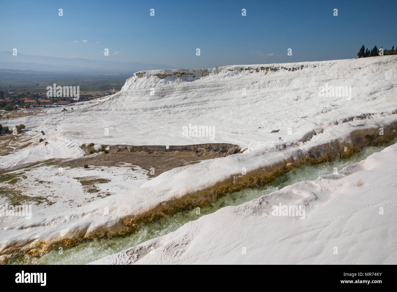 spectacular view of famous white geological formations in pamukkale ...