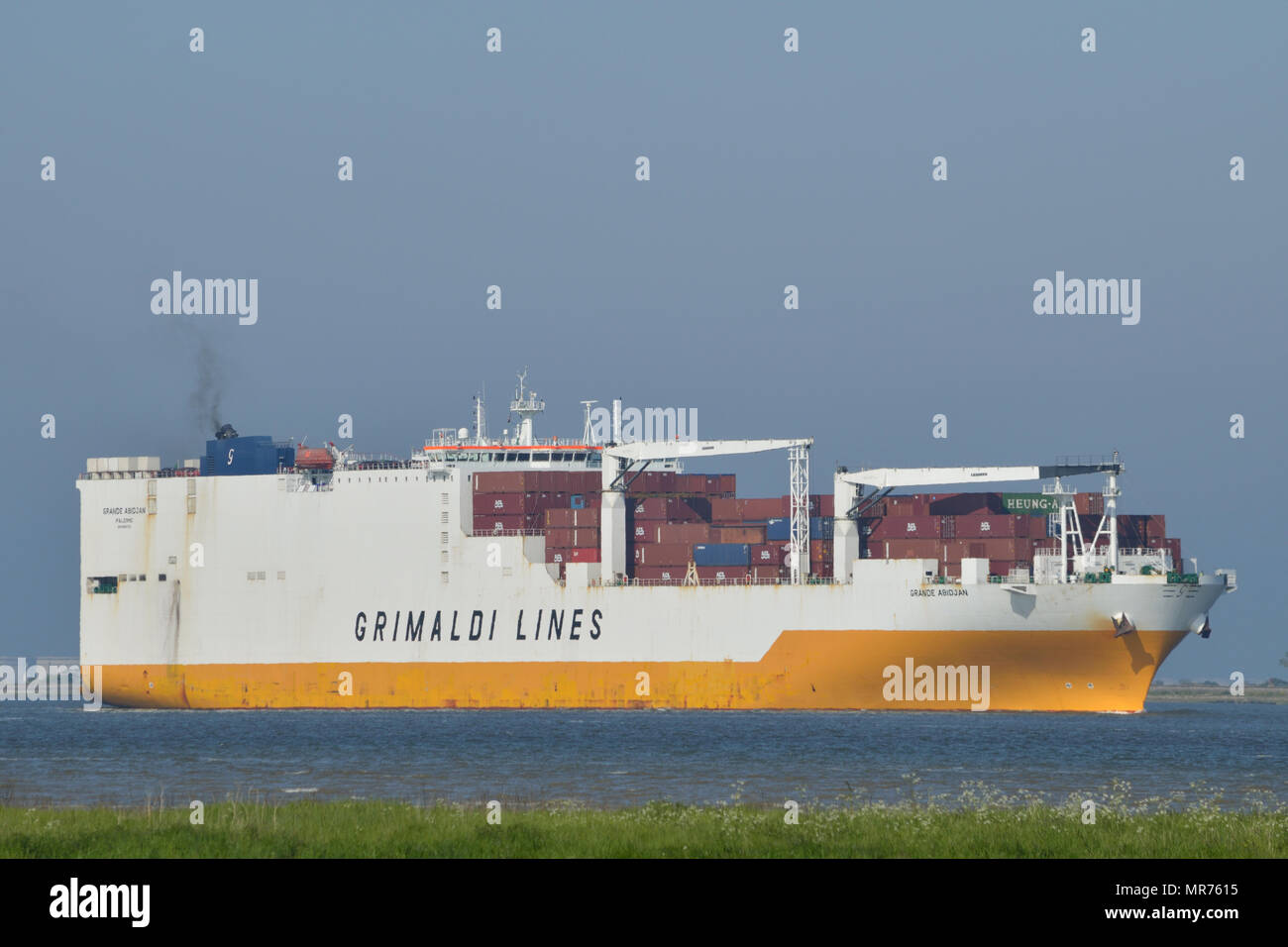 Ro-Ro Cargo Ship seen on the River THames near East Tilbury Stock Photo ...