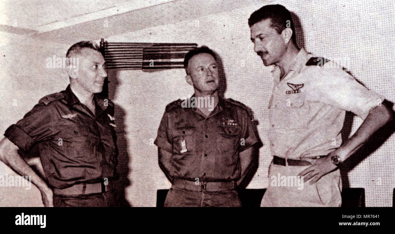 Israeli Generals meet in the Six Day War 1967. Left to Right: General ...
