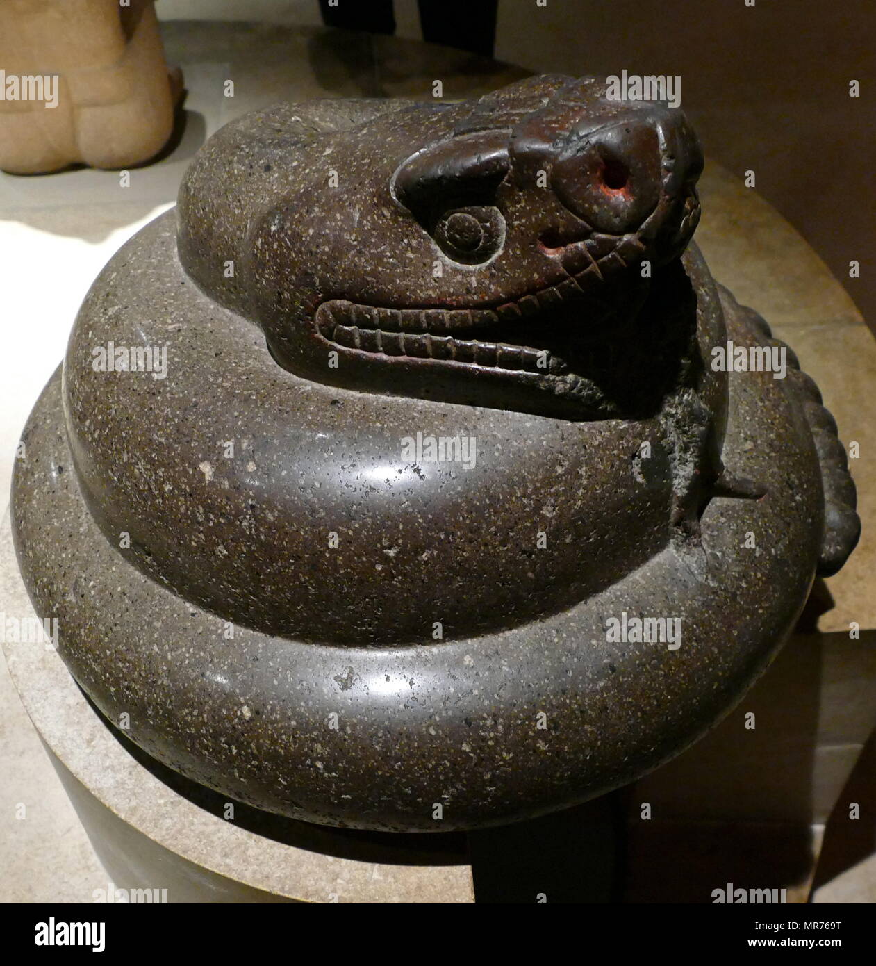 Aztec coiled rattlesnake, basalt, 1400-1521 CE. Height 36 cms ...