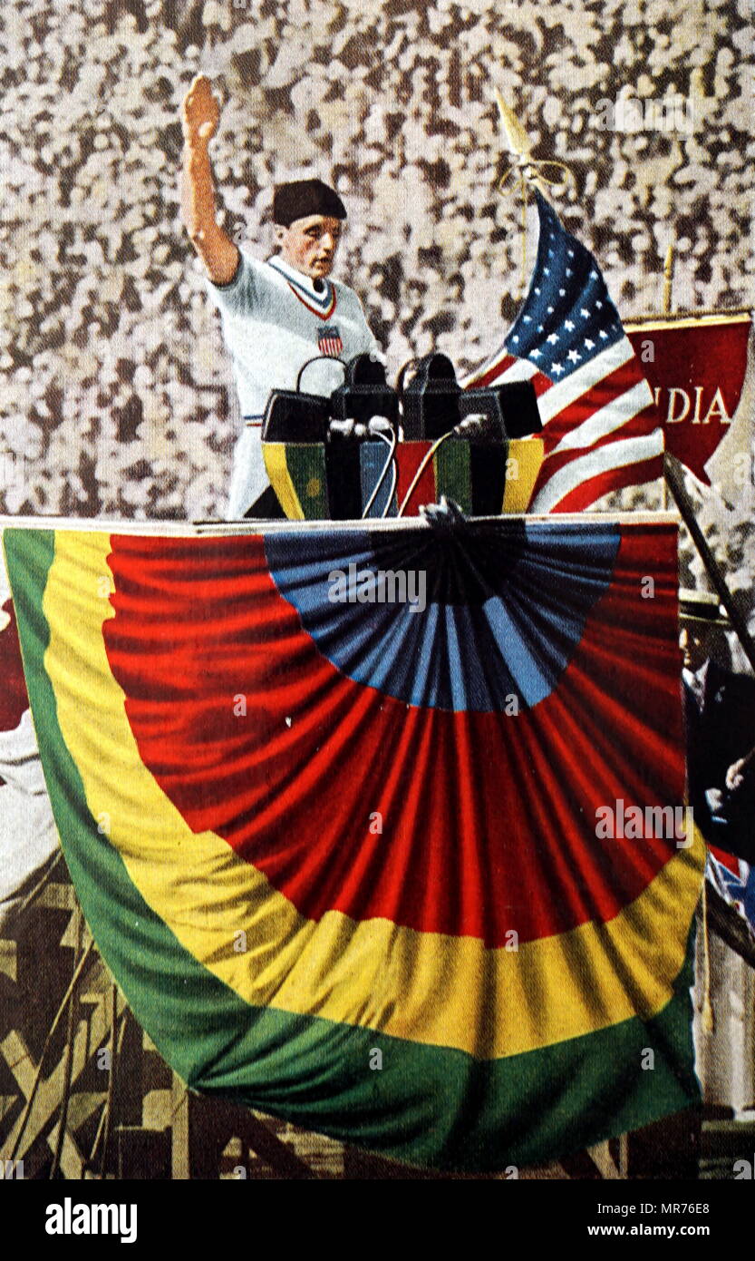 Photograph of G.C. Callnan talking the Olympic oath in the 1932 Los ...