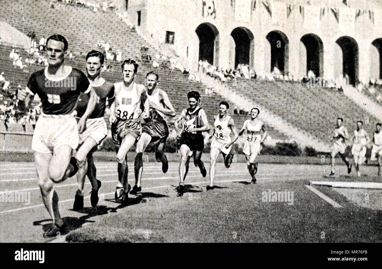 Photograph of Lauri Lehtinen (1908-1973) running the 5000 meter race in ...