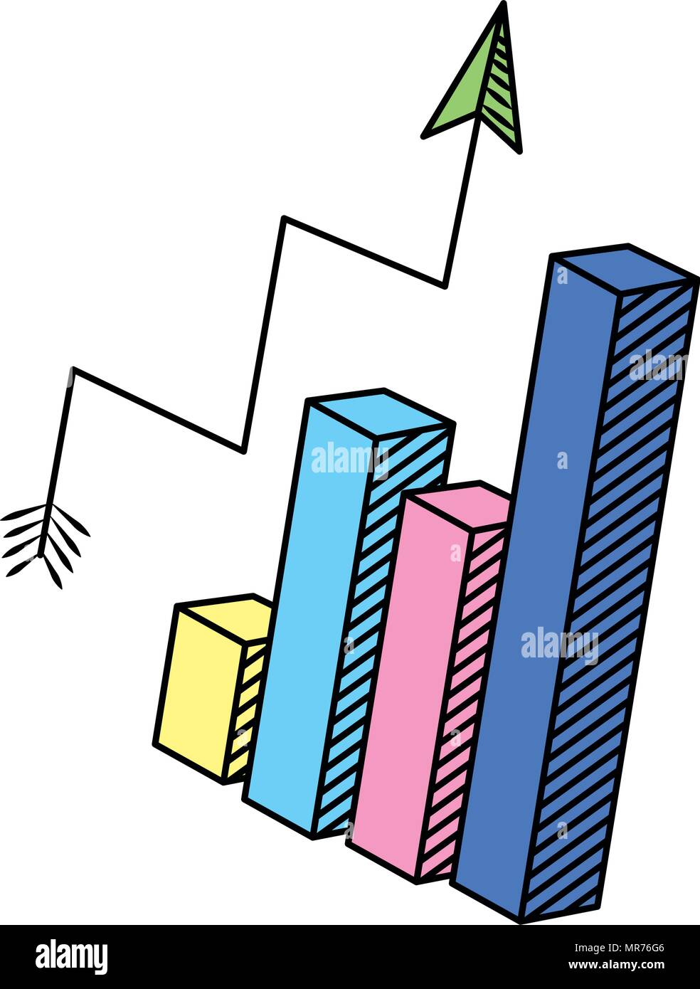 graphic statistics bar with arrow growing Stock Vector Image & Art - Alamy