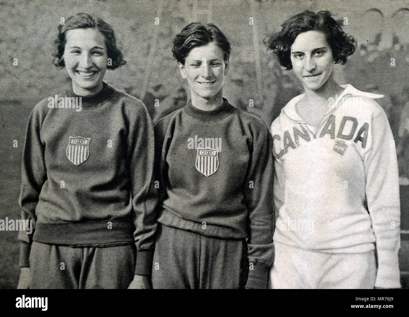 Photograph of the High jump medalists at the 1932 Olympic games. (left ...