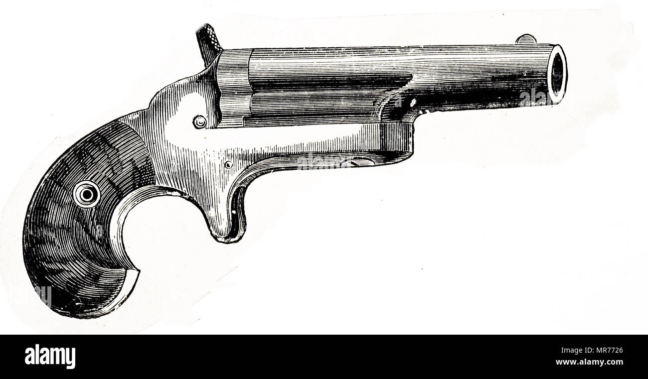 Engraving depicting a Colt Single Action Army, a single-action revolver ...