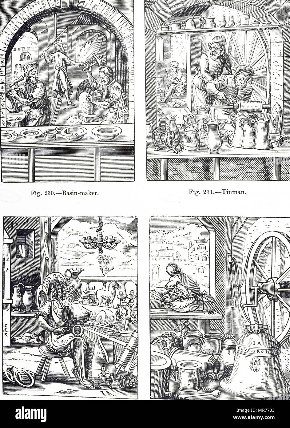 Engraving depicting various trade skills from the 'Guilds and Trades ...