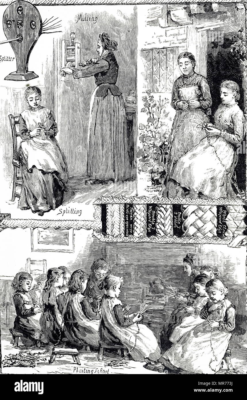 Engraving depicting straw platters from Buckingham. Dated 19th century ...