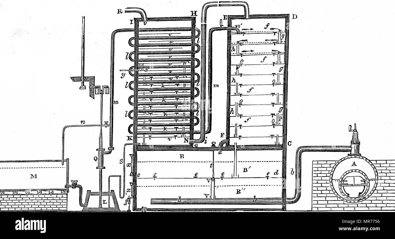 Engraving depicting Aeneas Coffey's still for the continuous production ...