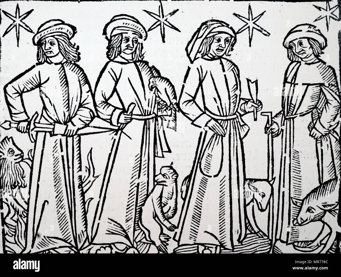 Woodblock engraving depicting the Four Temperaments: Choleric (with ...