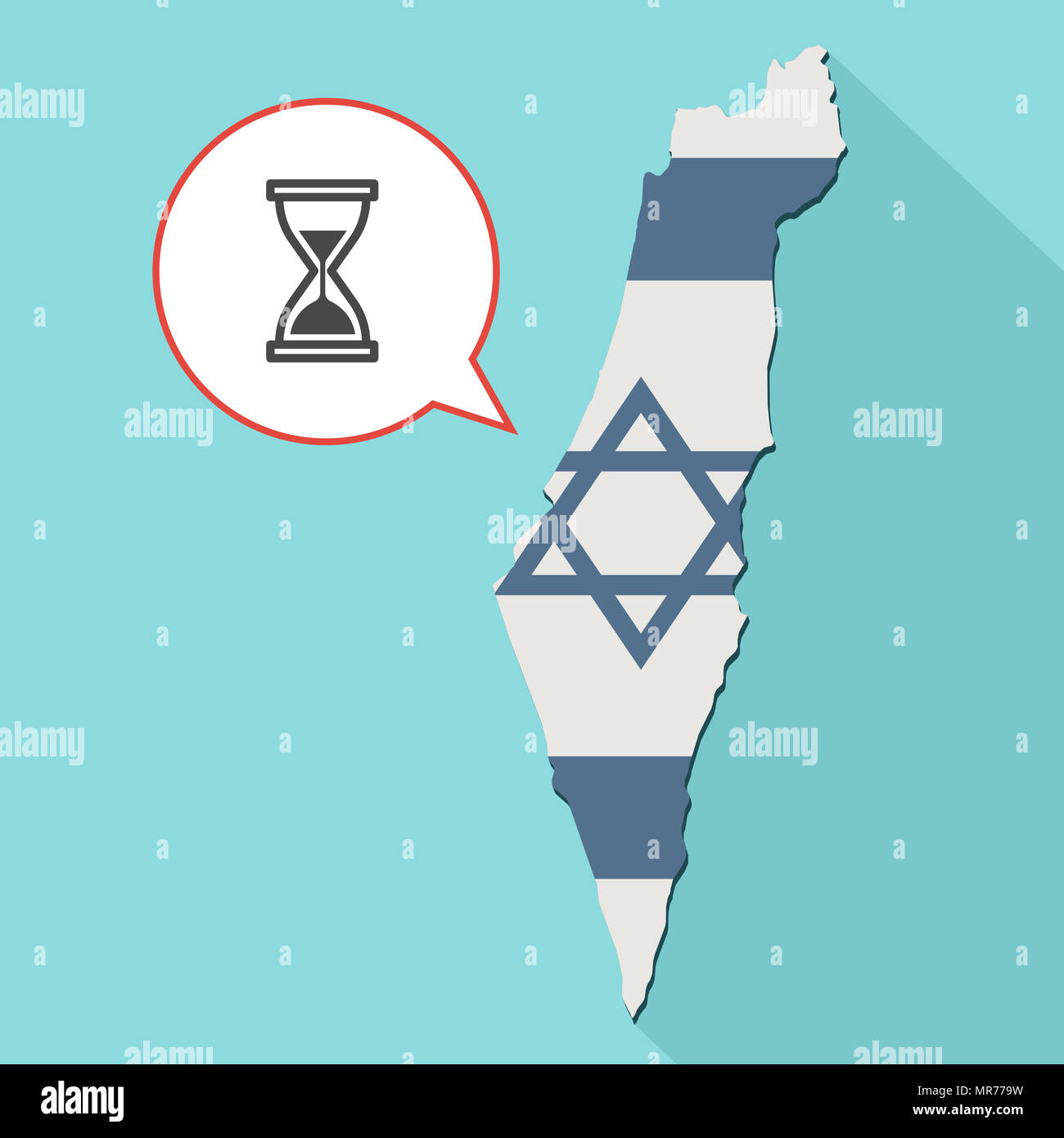 Illustration of a long shadow Israel map with its flag and a comic ...