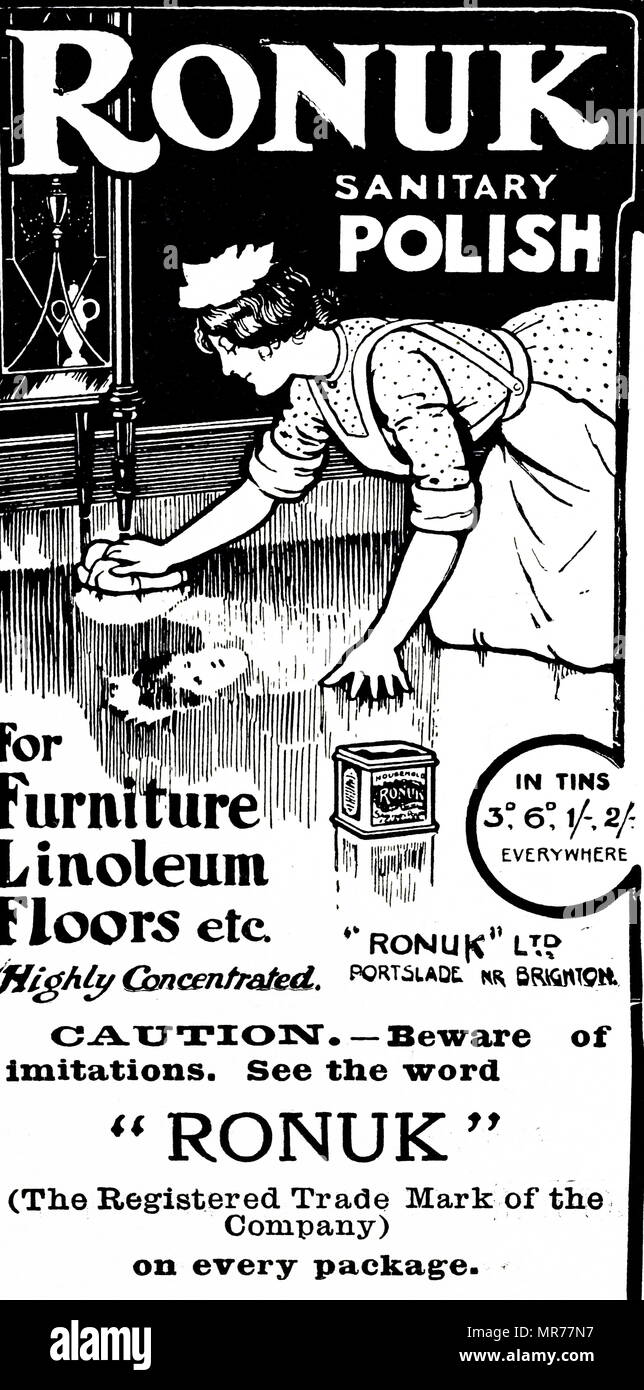 Advertisement for Ronuk floor polish. Dated 20th century Stock Photo ...