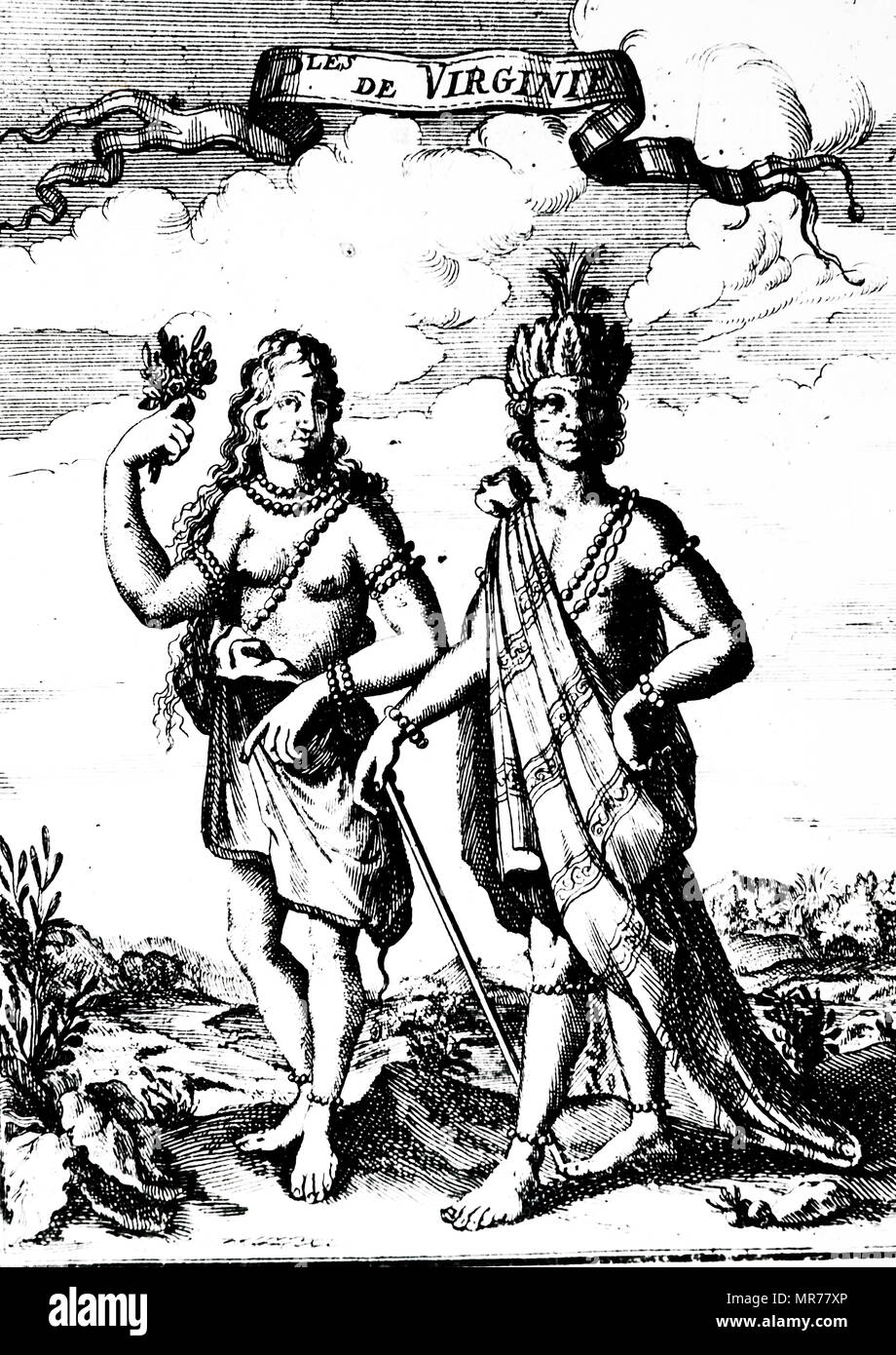 Engraving depicting natives of Virginia. Dated 19th century Stock Photo ...