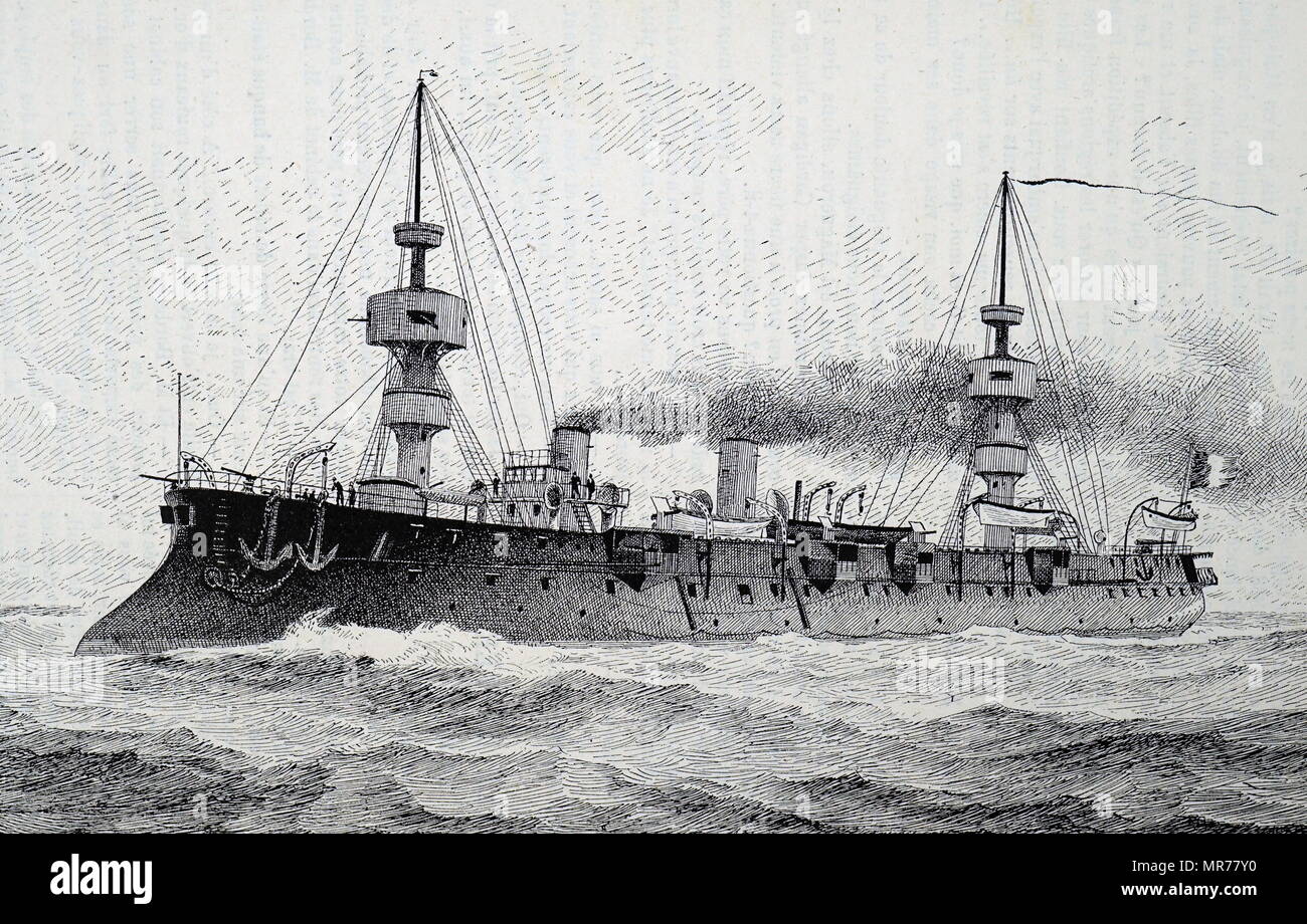 The Jean-Bart; French first class Battle cruiser; 1889 Stock Photo - Alamy