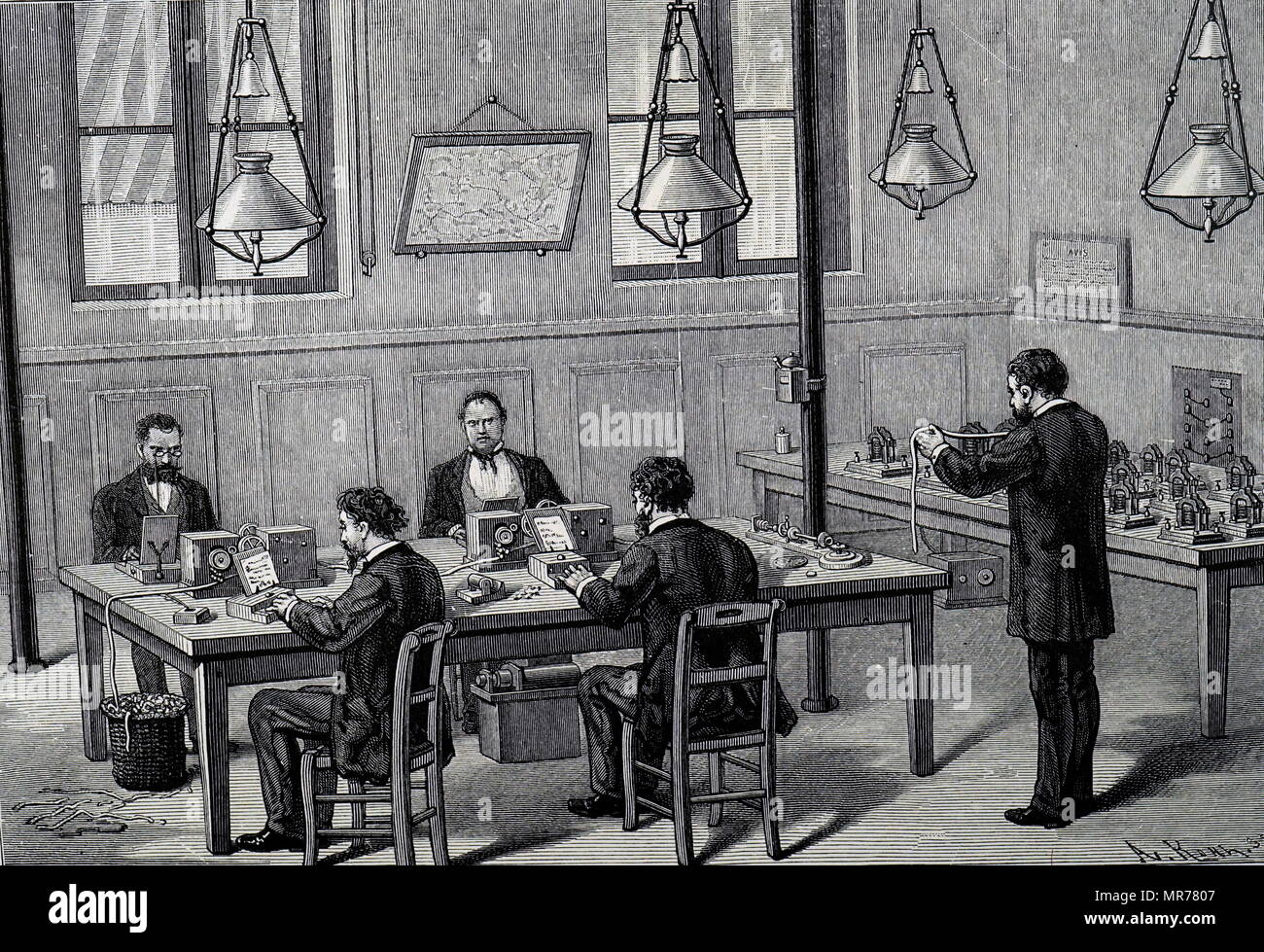 19th century Telegraph office; American 1880 Stock Photo - Alamy