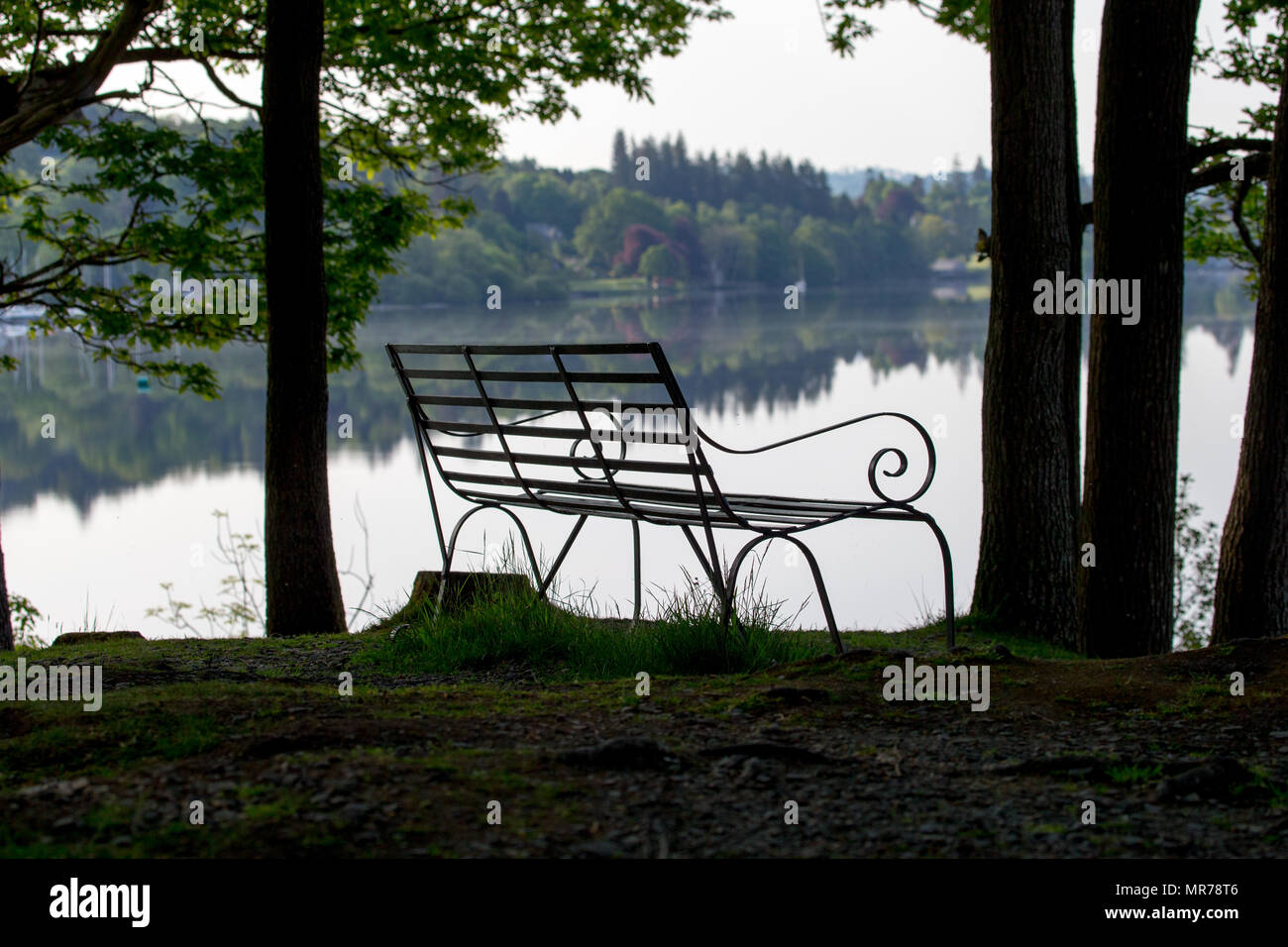 A quiet secluded bench for two over looking Lake Windermere in the ...