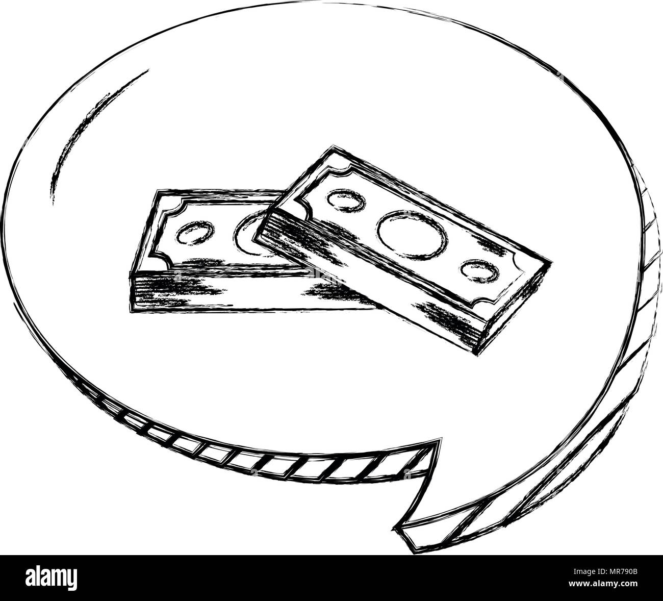 grunge bills money inside chat bubble message Stock Vector Image & Art ...