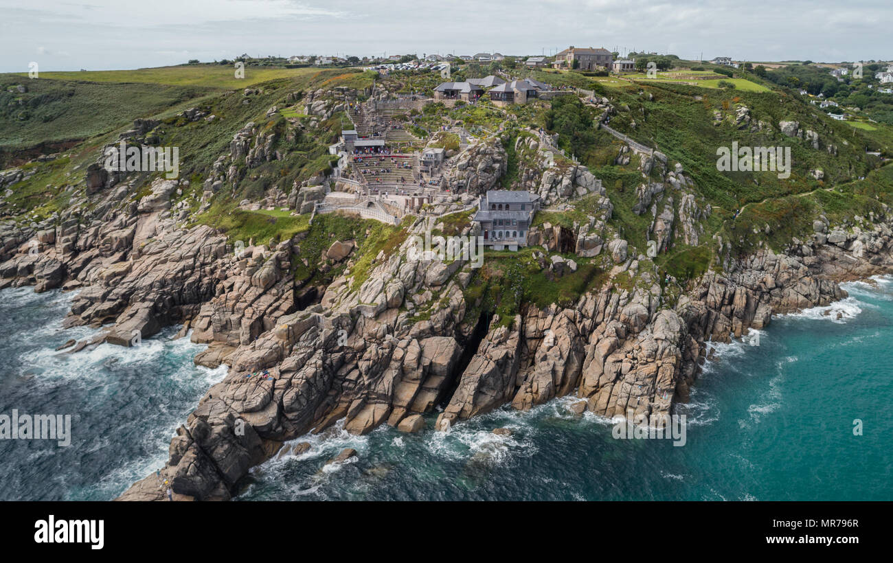 The Minack Theatre on the cliffs and coast near Porthcurno, Cornwall ...
