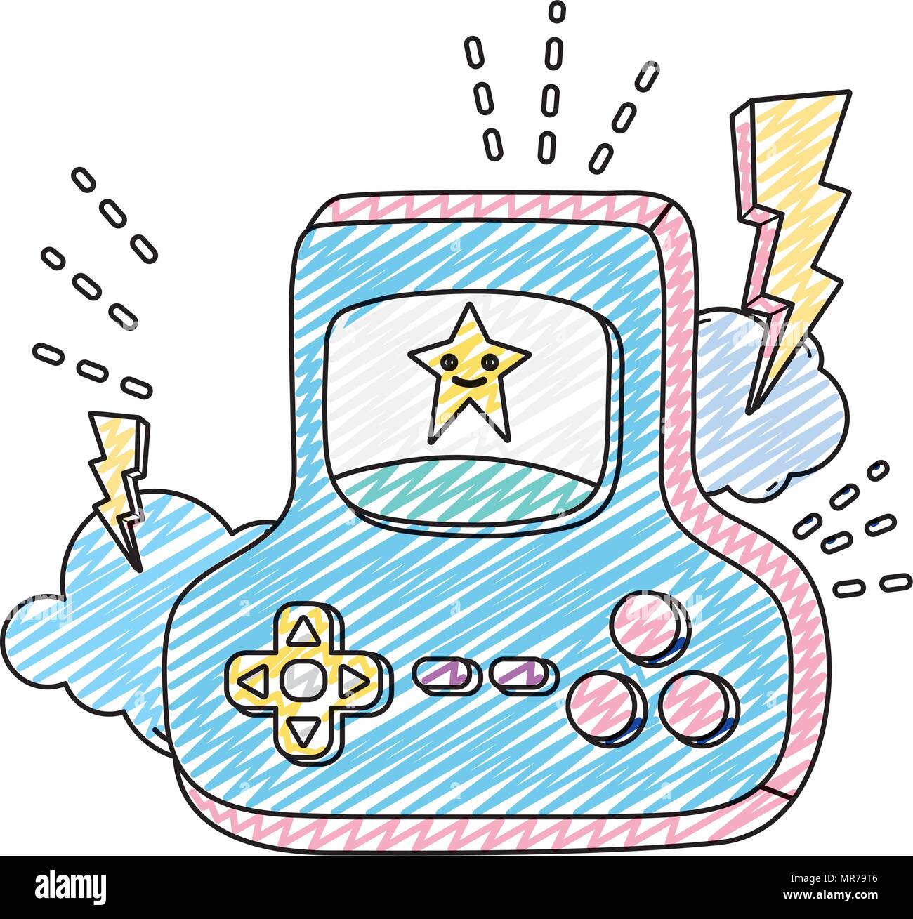 doodle videogame console digital simulador technology Stock Vector ...