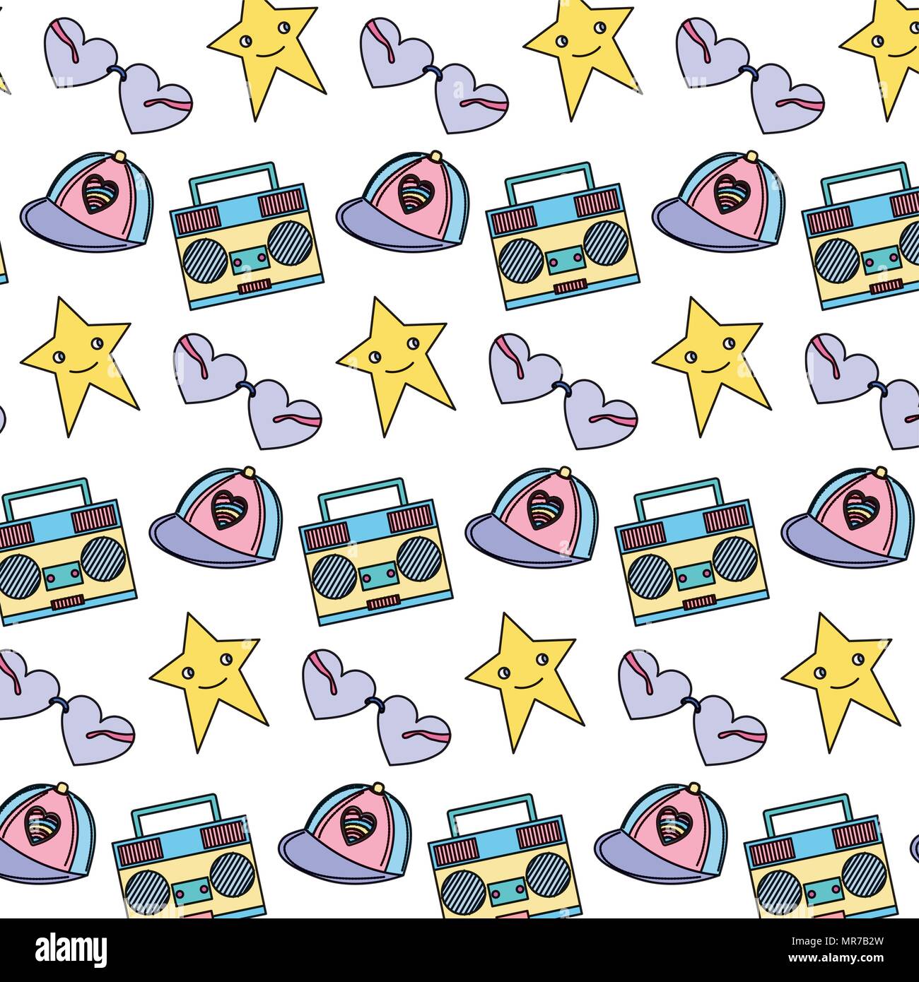 color fashion accessories and retro technology background Stock Vector ...