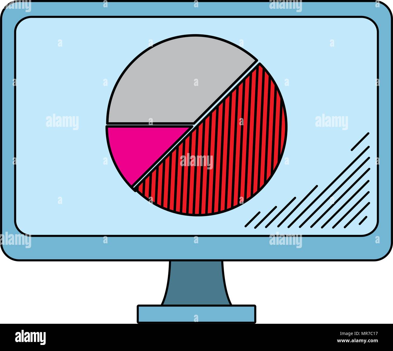 electronic computer with graphic statistics diagram Stock Vector Image ...