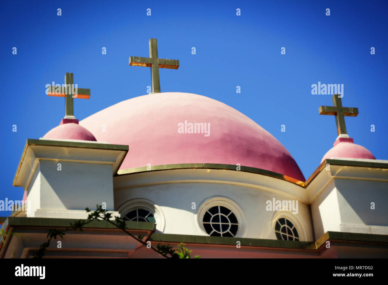 Holy Church - Roof of a church with a crucifix sculptures Stock Photo ...