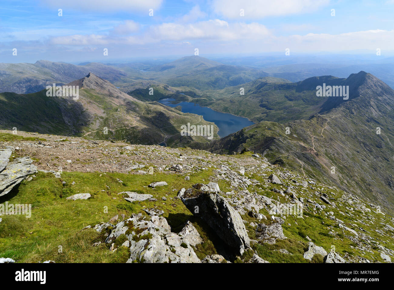 Views across Snowdonia national park from Snowdon, North Wales, UK ...