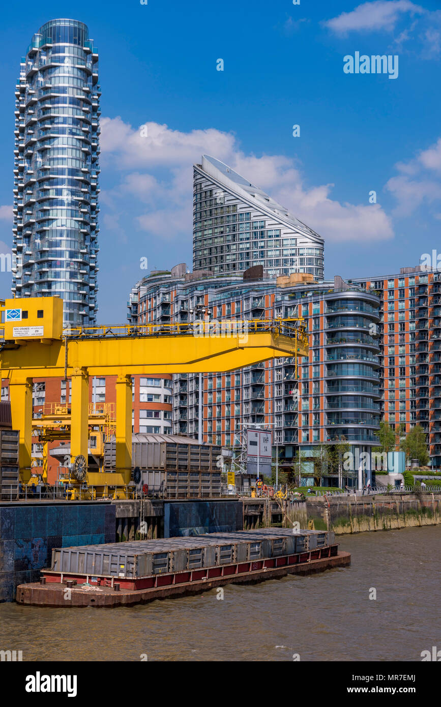 LONDON, UNITED KINGDOM - APRIL 20: View of the industrial Thames ...