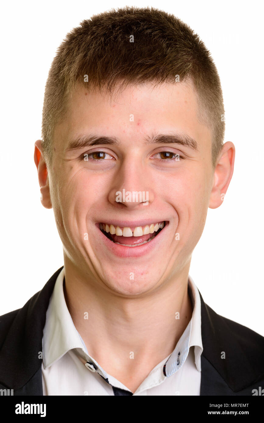 Face of young happy businessman smiling Stock Photo - Alamy
