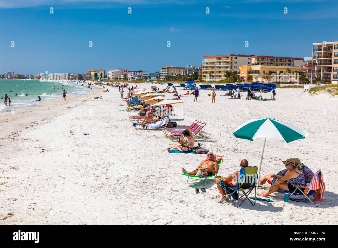 Beach oin the Gulf of Mexico in city of Madeira Beach in Pinellas ...