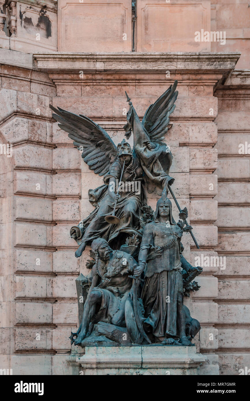 Buda Castle Statue at the entrance to the National Museum, Budapest ...