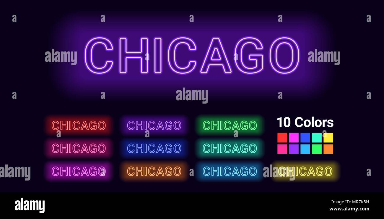 Illinois chicago neon sign bar Stock Vector Images - Alamy