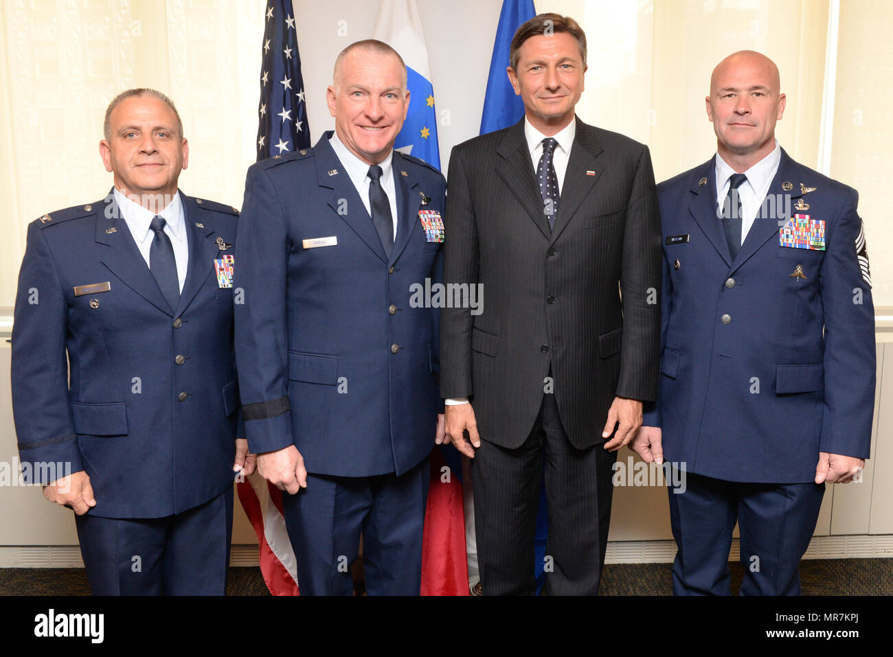 President Borut Pahor of Slovenia pictured with Col Nicholas Broccoli ...