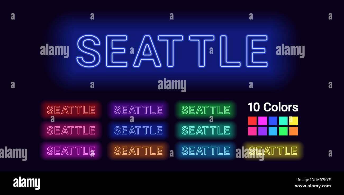 Seattle neon sign Stock Vector Images - Alamy
