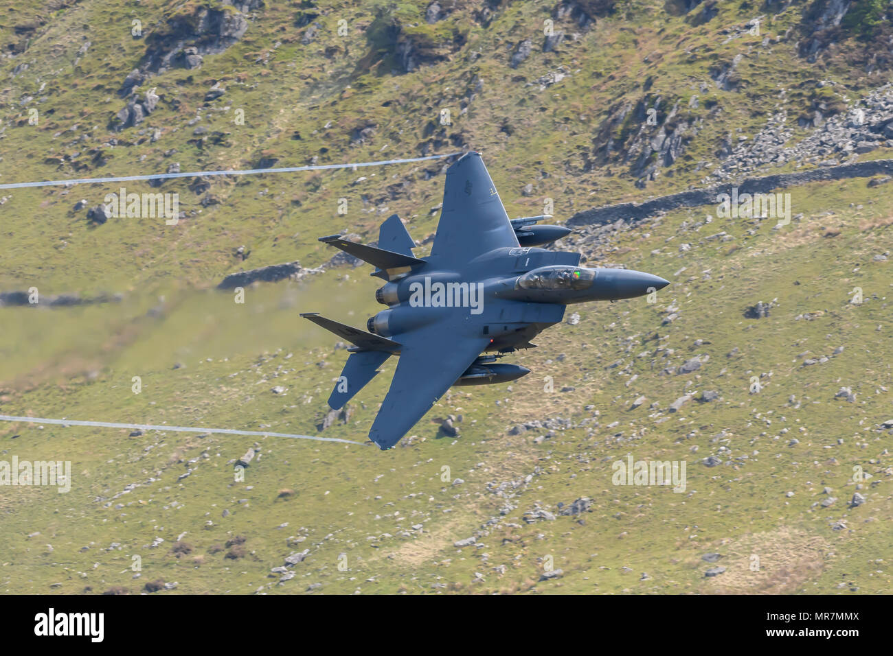 USAF F-15E Strike Eagle flying through the Mack Loop Stock Photo - Alamy
