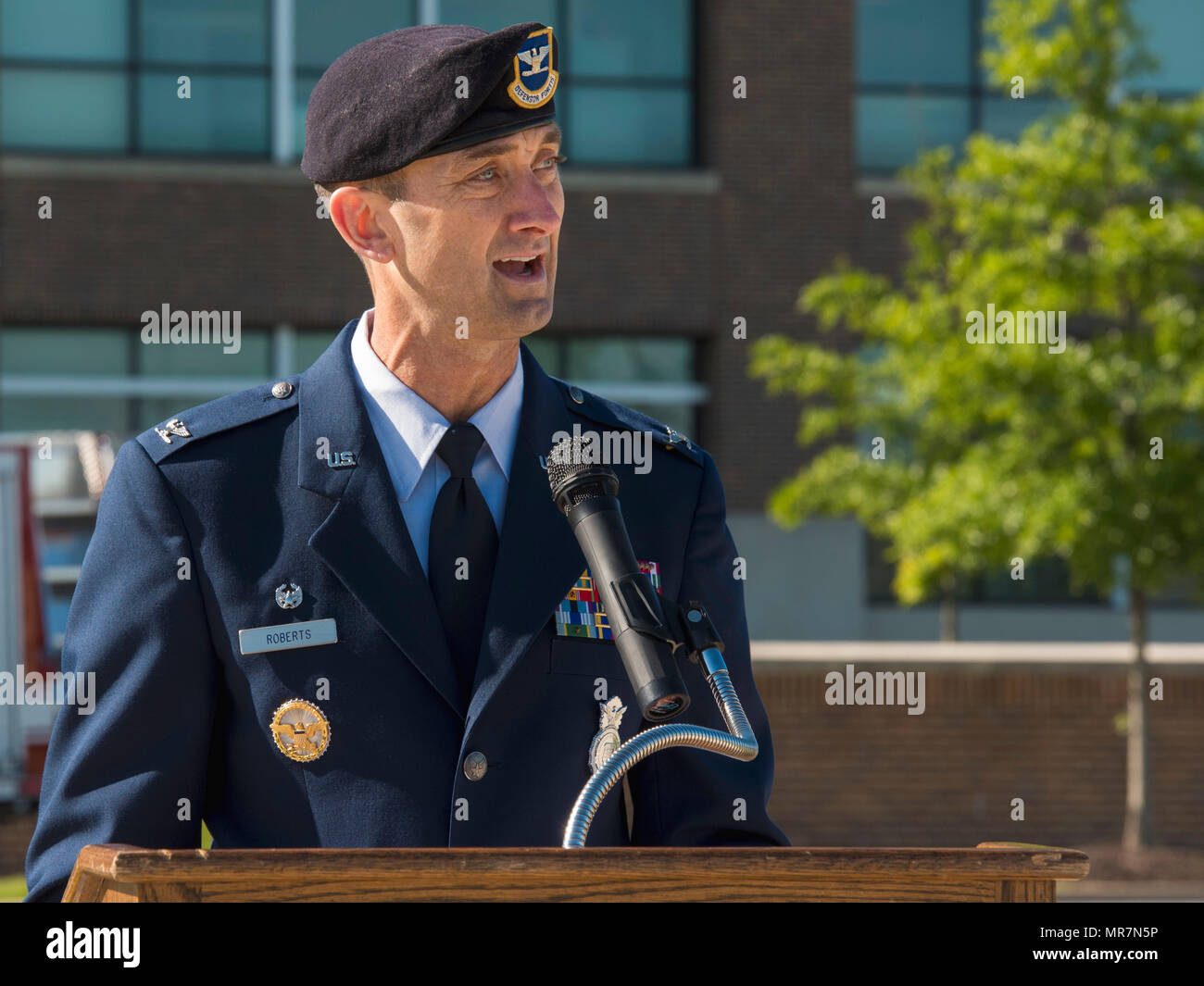 Col. Troy Roberts, 11th Security Forces Group commander, speaks during ...