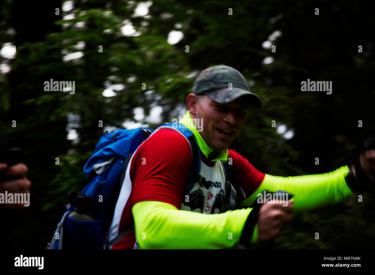 A U.S. Marine with Black Sea Rotational Force 17.1 hikes through the ...