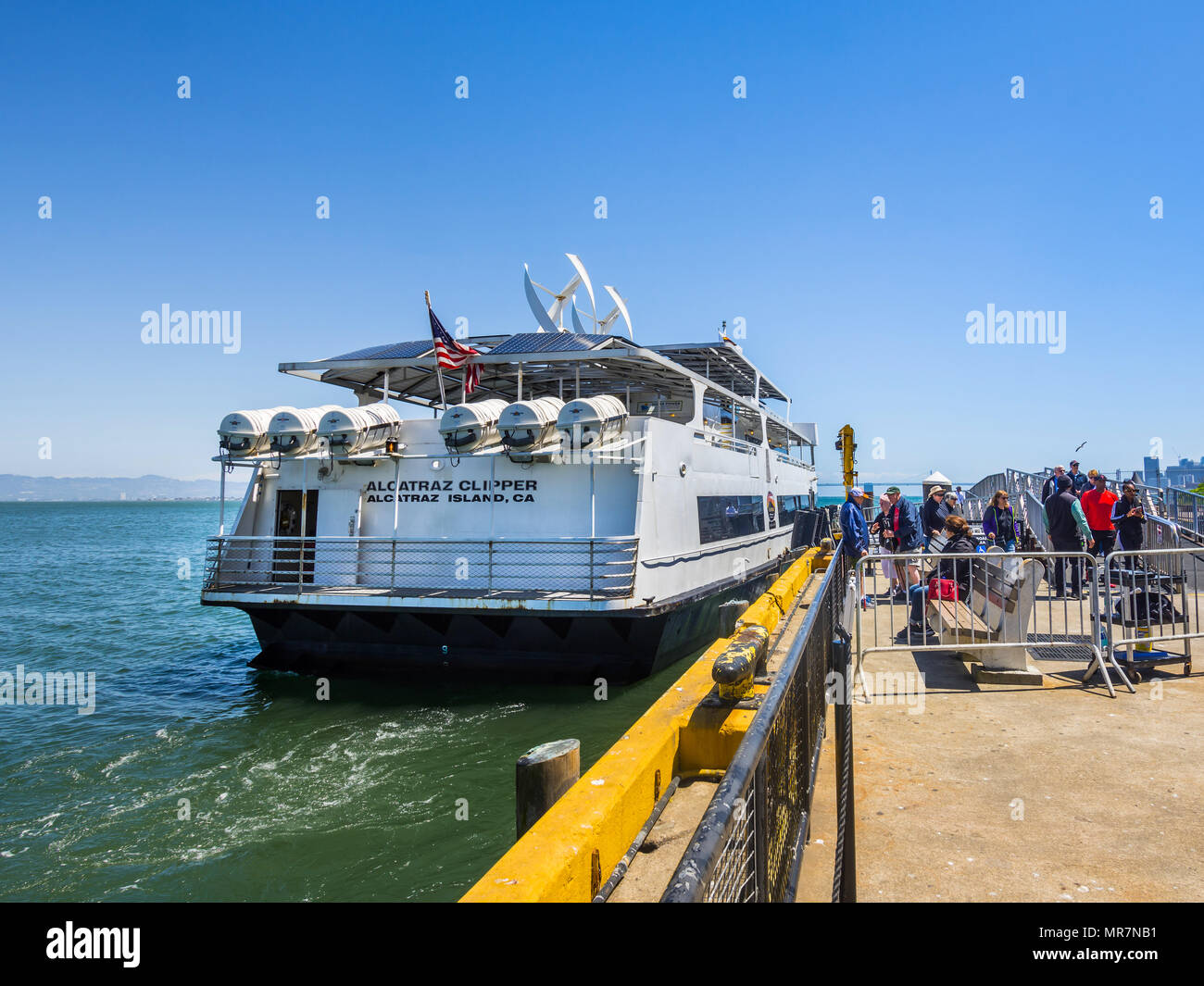 Ferry boat to Alcatraz Island from San Francisco, CA, USA Stock Photo ...