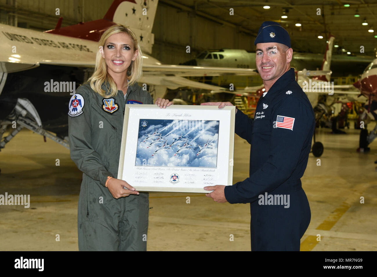 Miss Oklahoma 2016, Sarah Klein, is presented with a framed photo of ...