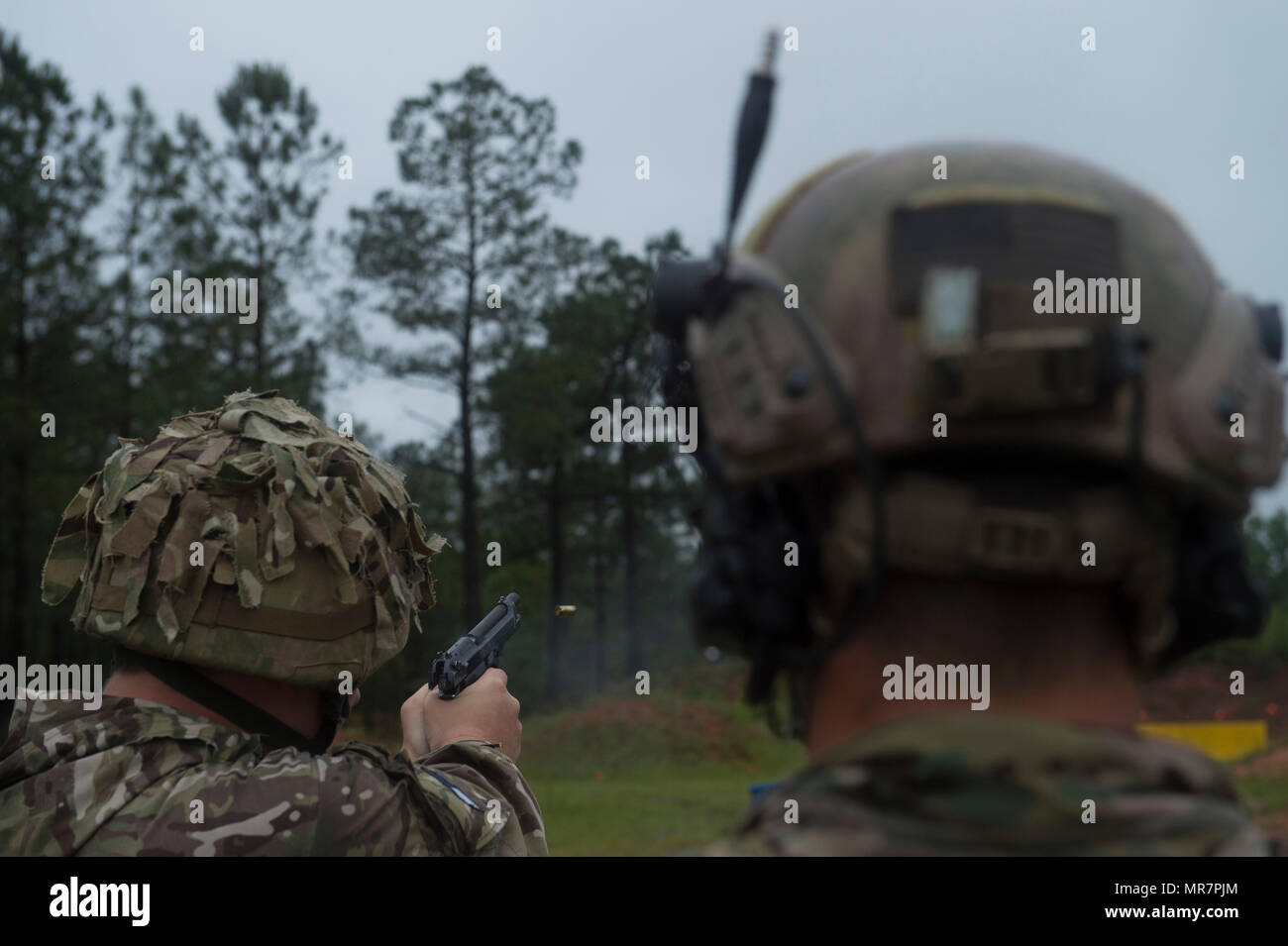 A U.S. Paratrooper assigned to the 82nd Airborne Division, front ...