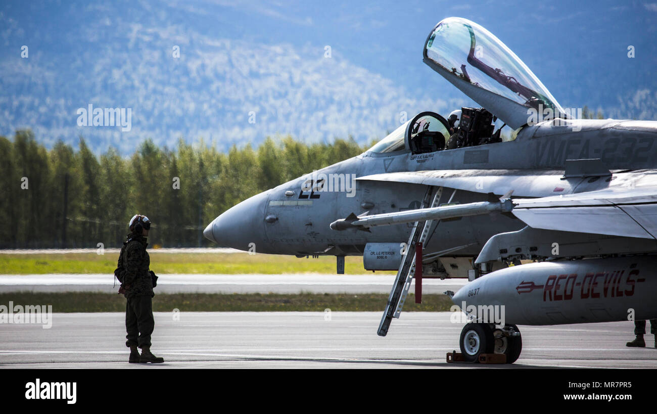 A U.S. Marine with Marine Fighter Attack Squadron (VMFA) 232 prepares ...