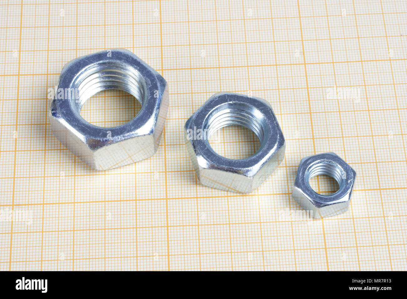 Screw, Nuts and caliper on graph paper background Stock Photo - Alamy